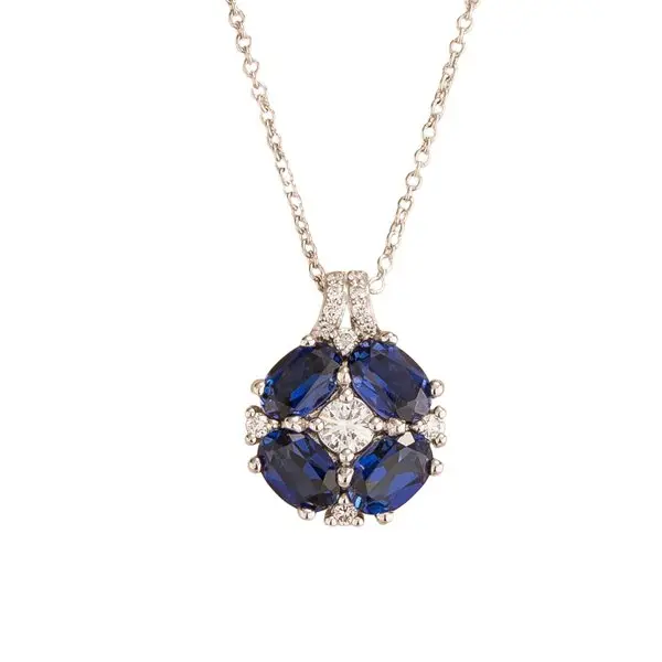 JUVETTI  Blue / White Pristi White Gold Necklace Blue Sapphires & Diamonds - Blue/white