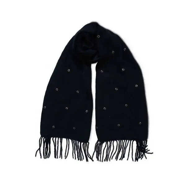 2KSTYLE Kasmir Handknit Hand-embellished Fringed Alpaca-blend Scarf - Black