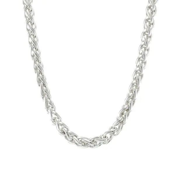 7879 Braided Curb Chain Necklace - Silver