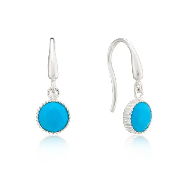 AUREE JEWELLERY Barcelona Silver December Turquoise Birthstone Hook Earrings - Blue