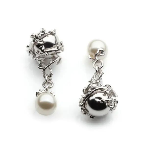 KASUN LONDON Orb & Ivory Pearl Cufflinks - Silver