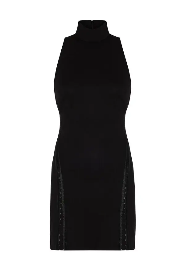 KHELA THE LABEL Untamed Mini Dress With Hook And Eye Details - Black