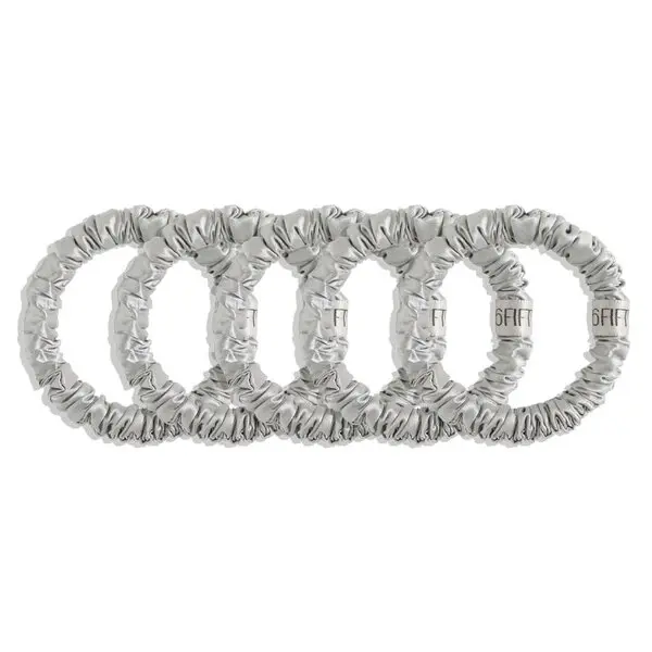 6FIFTYTWO® Pure Mulberry Slim Silk Scrunchies - Silver