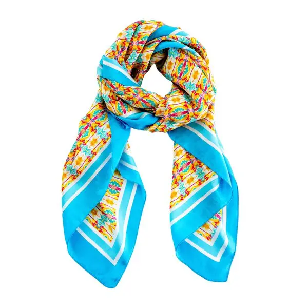 EVELYN & KATE Orange / Blue Elegant All Silk Scarf, Orange Turtle Pattern - Orange/blue