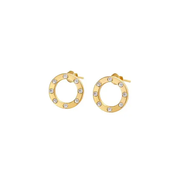 LILY FLO JEWELLERY Circle Stud Earrings With Diamonds - Gold