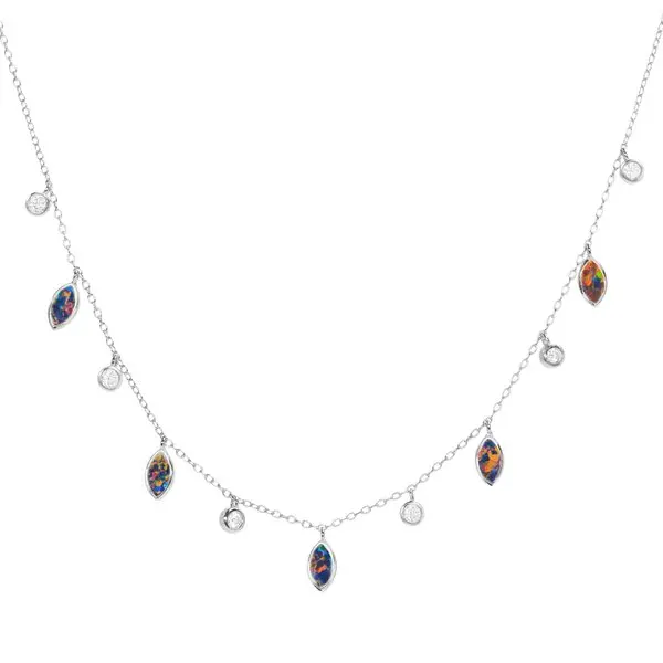 KAMARIA Black / Silver Drops Of Spring Opal Necklace Black Silver - Black/silver