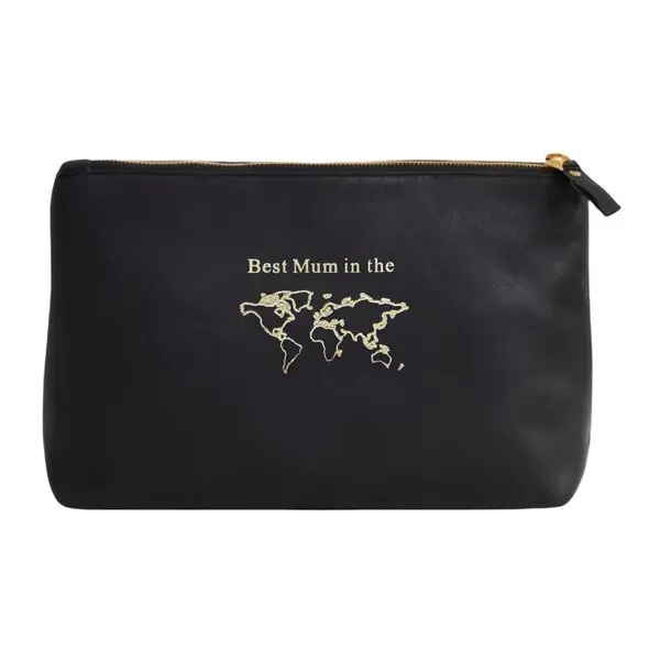 VIDA VIDA Luxury Leather Wash Bag Best Mum In The World - Black