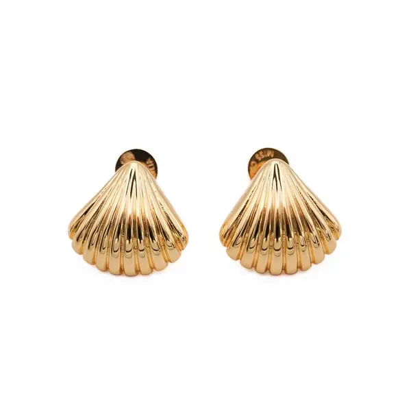 MISS CECILIA Shell Ear Studs - Gold