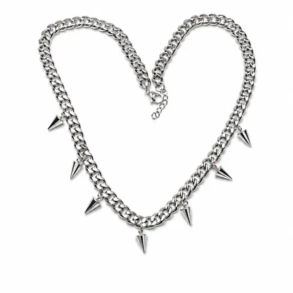 JAGGED HALO JEWELRY Fallon Spike Pendant Necklace Stainless Steel - Silver