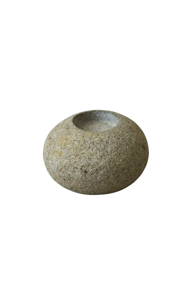 Botanical Boys Neutrals River Stone Candle Holder Sixty Two B One - Yellow