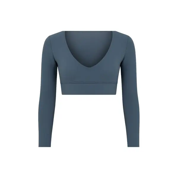 ALTRA VOLTA Long-sleeve V-neck Top – Petrol - Blue