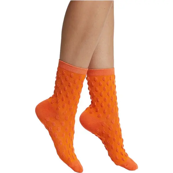 HIGH HEEL JUNGLE BY KATHRYN EISMAN Waffle Combed Cotton Socks - Orange