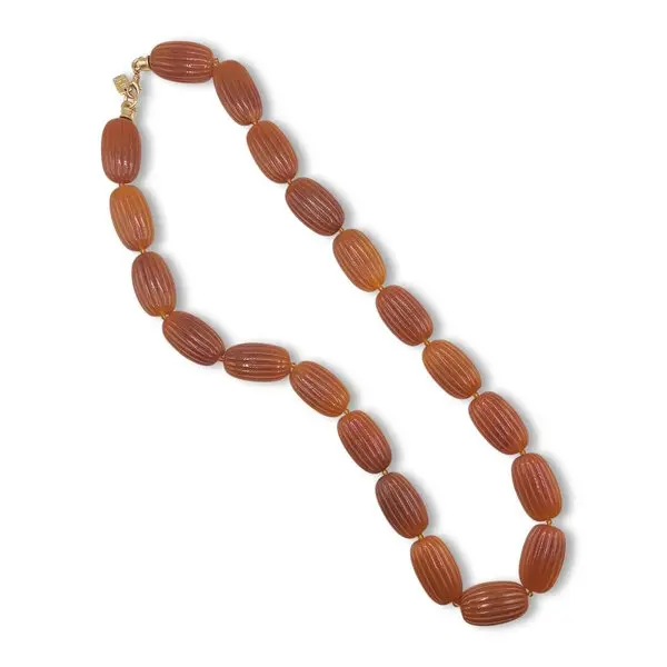 MICHAEL NASH JEWELRY Renata Large Amber Resin Carved Bead Necklace - Brown