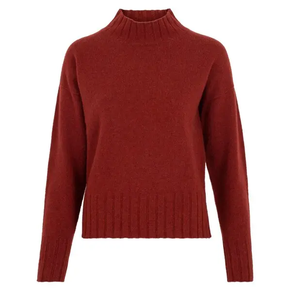 PAUL JAMES KNITWEAR Lambswool Lola Grown On Neck Jumper Tiger - Red