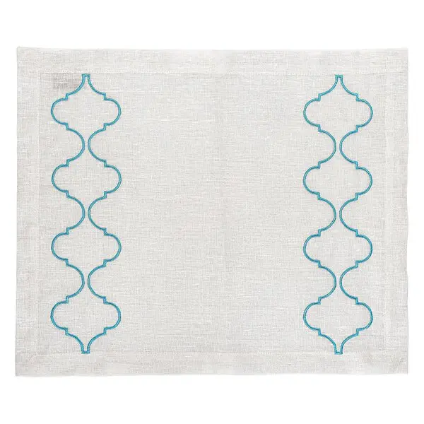 KM HOME COLLECTION Neutrals Turquoise Catena Linen Placemat Set Of 2 - Blue