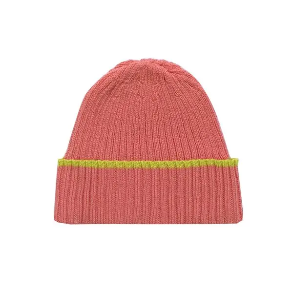 INGMARSON Ribbed Wool & Cashmere Beanie & Yellow - Pink