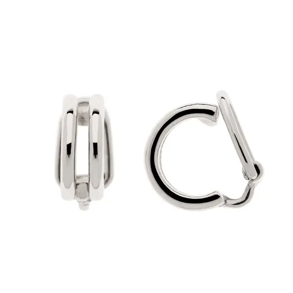 EMMA HOLLAND JEWELLERY Platinum Double Hoop Mini Clip Earrings - Silver