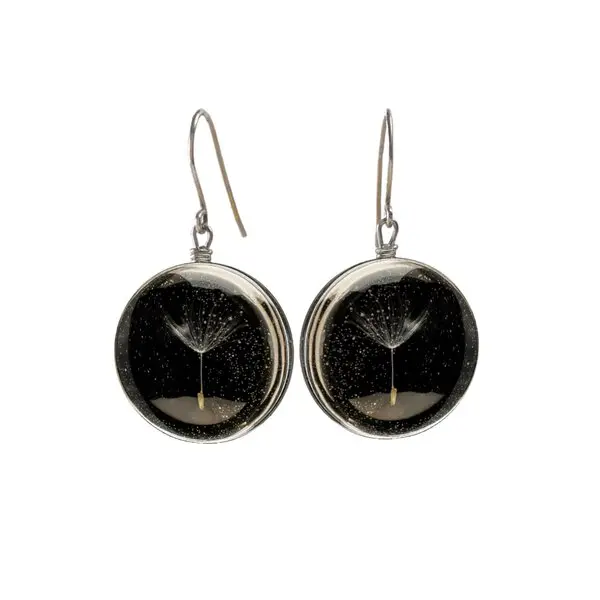 LAURA DAILI Black / Silver Glass Earrings A Wish - Black/silver