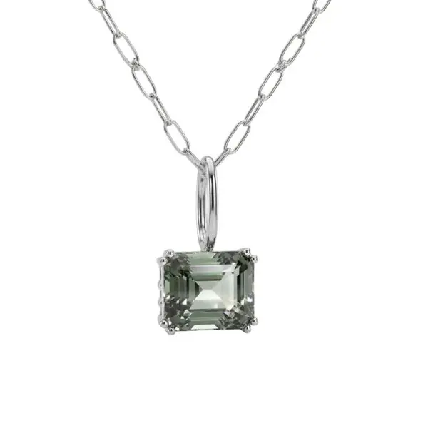 DAINTY LONDON Large Silver Green Quartz Necklace Giselle - Blue