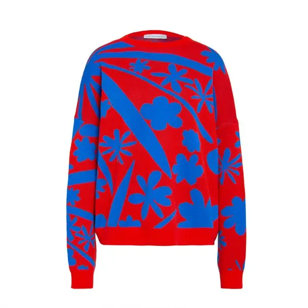 KÖPKEKÖPKE Blue / Red Flower Sweater Blue Red - Blue/red