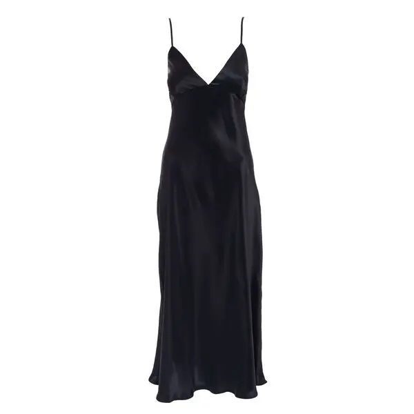 SOFIA TSERETELI Silk Satin Lingerie Slip - Black