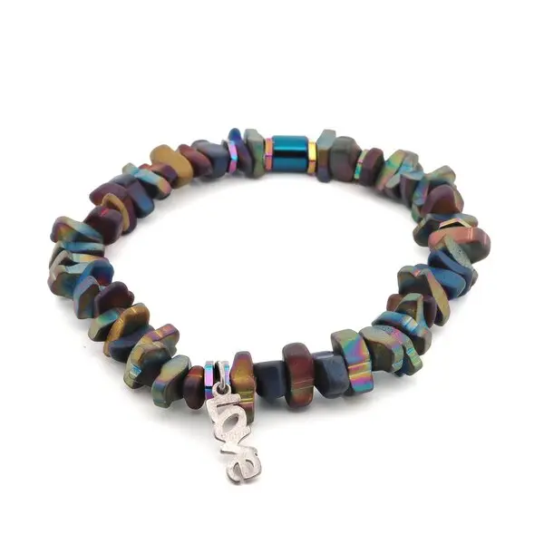 EBRU JEWELRY Blue / Brown / Silver Colorful Energy Hematite Love Charm Bracelet Multicolor - Blue/brown/silver