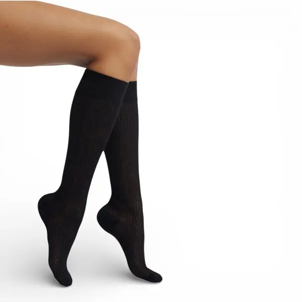 HIGH HEEL JUNGLE BY KATHRYN EISMAN Everything’s Fine Semi-sheer Rib Knee Socks - Black