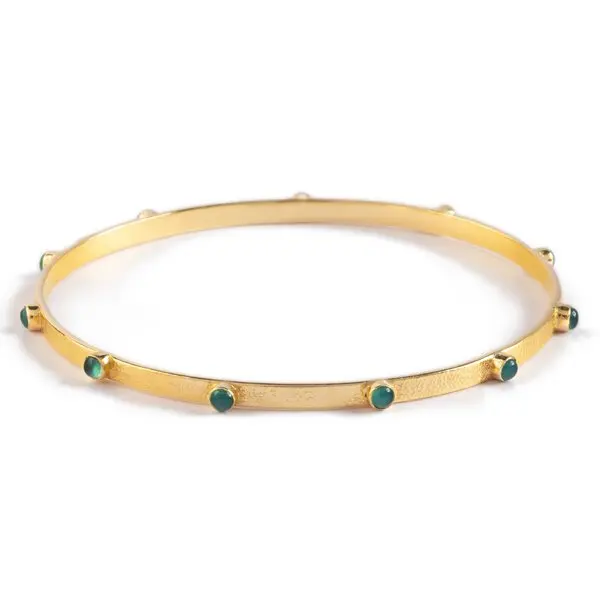 GODDESS CHARMS Heart Chakra Bangle Green Onyx - Gold