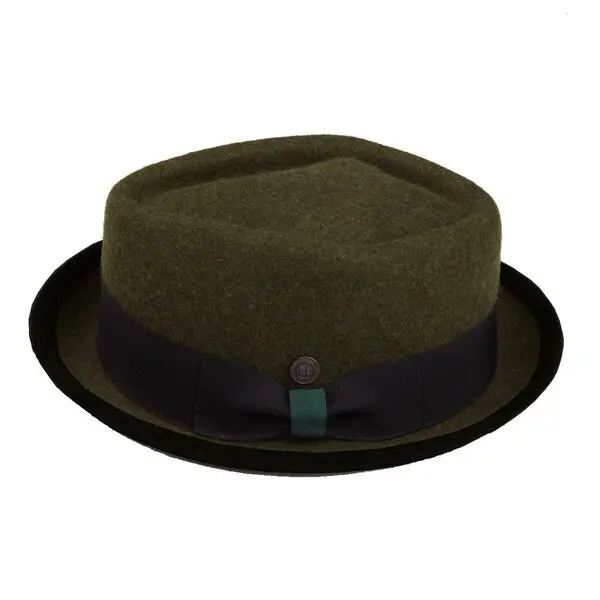 DASMARCA HATS Jackson Fern Wool Felt Two Tone Porkpie Hat - Green