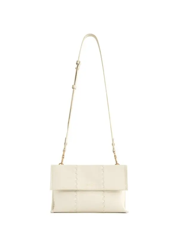 ORANGE CUBE Square Stitch Messenger Bag - White