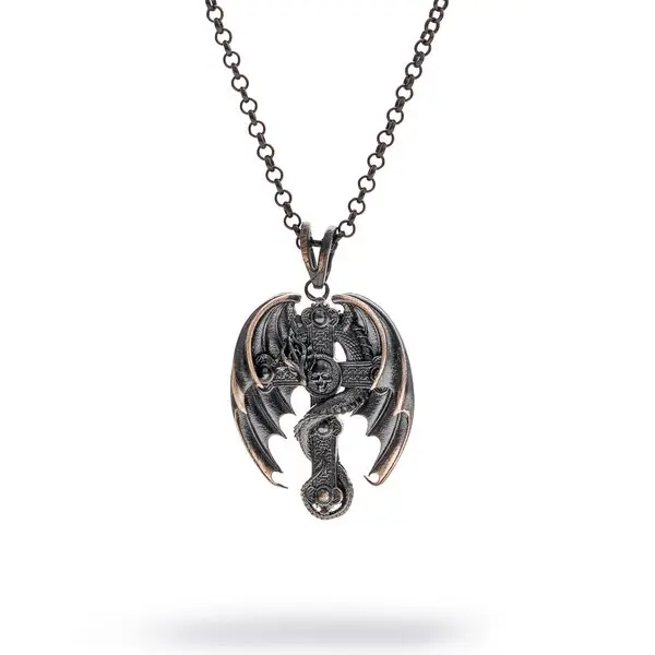 EBRU JEWELRY Legendary Dragon Cross ’s Sterling Necklace - Silver
