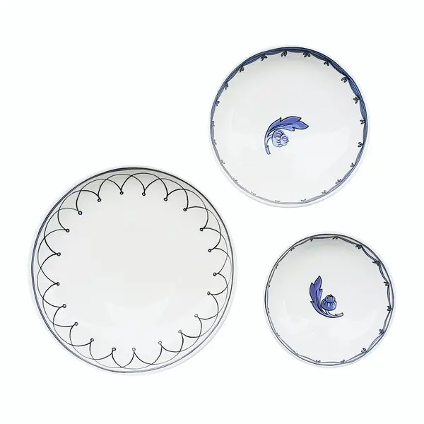 Twig New York Blue / White Heritage Blue Bird Assorted Set Of Three, Canapé Dishes S, M & L - Blue/white