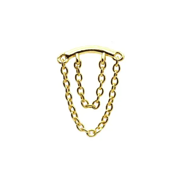 VICSTONENYC FINE JEWELRY Double Chain Yellow Vermeil One Earring - Gold