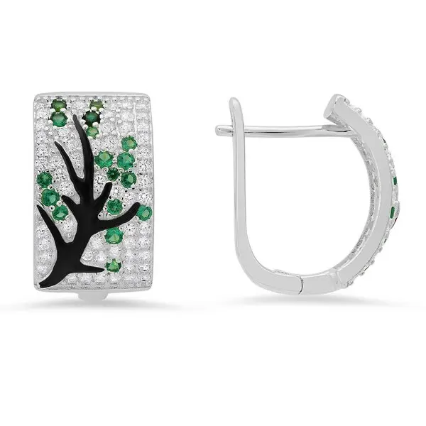 KYLIE HARPER Sterling Tree Of Life Statet Hoop Earrings - Silver