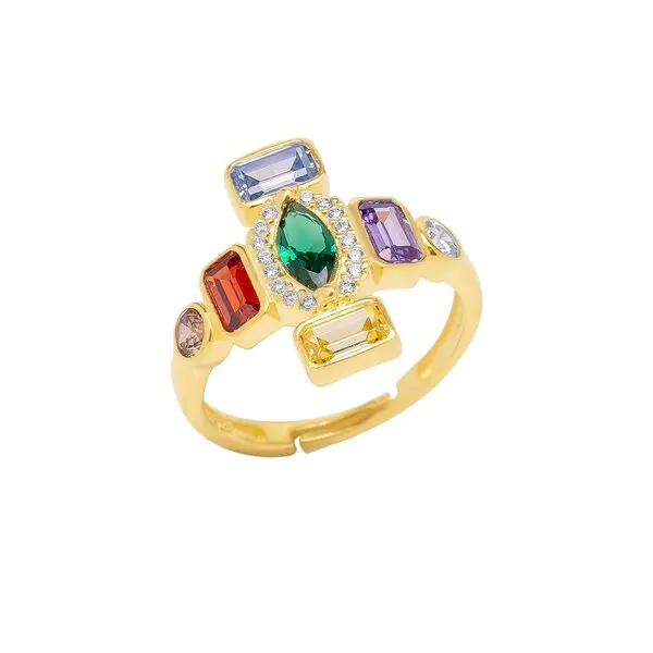 SPERO LONDON Fancy Marquise Sterling Silver Kaledioscope Cocktail Ring - Gold