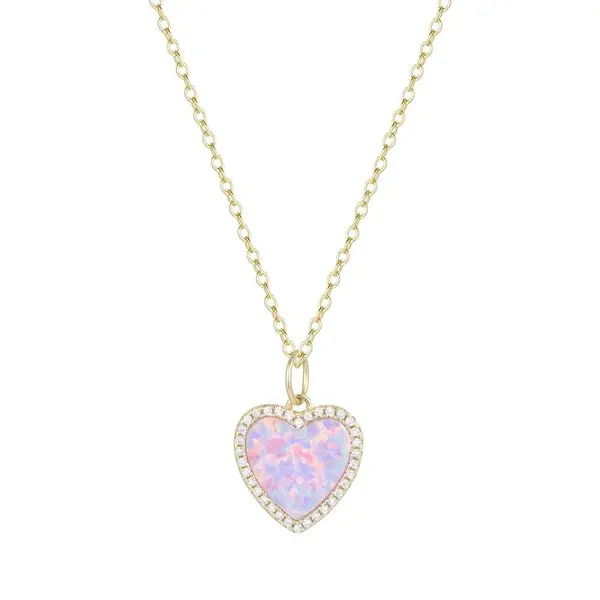 KAMARIA Opal Heart Necklace With Crystals Lavender - Purple