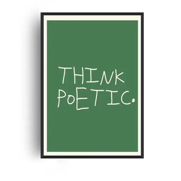 FANCLUB Think Poetic Playful Quote Art Print - Green