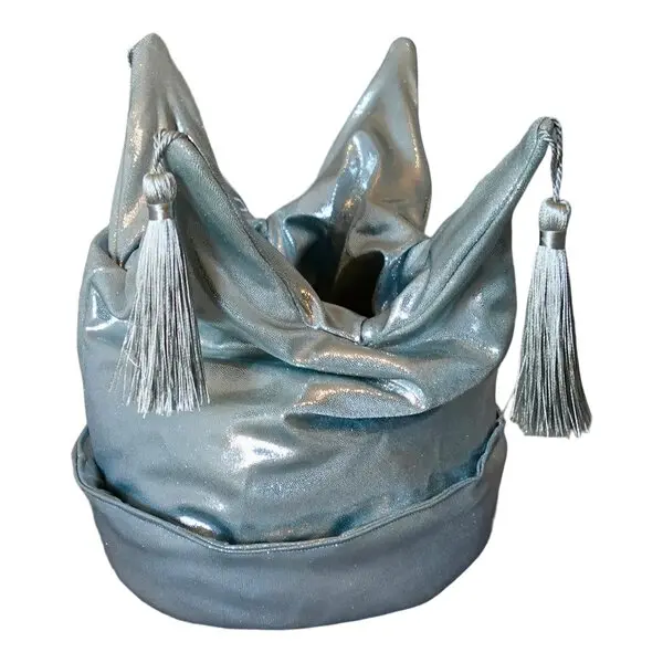 ROMER MILLINERY Royal Toque Puffer Crown With Tassels - Silver
