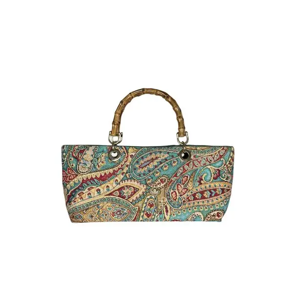 RUJ HERITAGE Mini Picnic Bag Jacquard Paisley - Black/gray/yellow