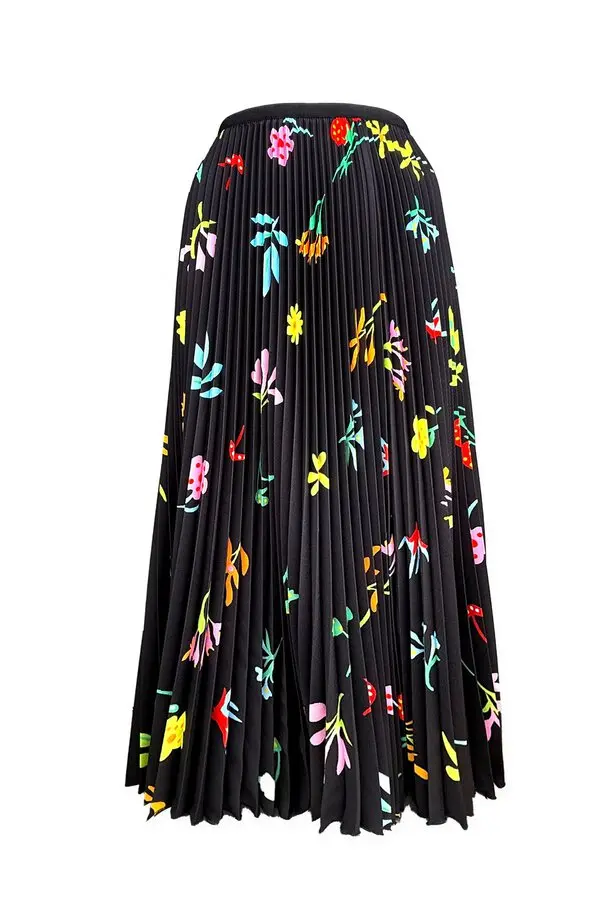WILD COSMOS Daisy Pleated Skirt - Black