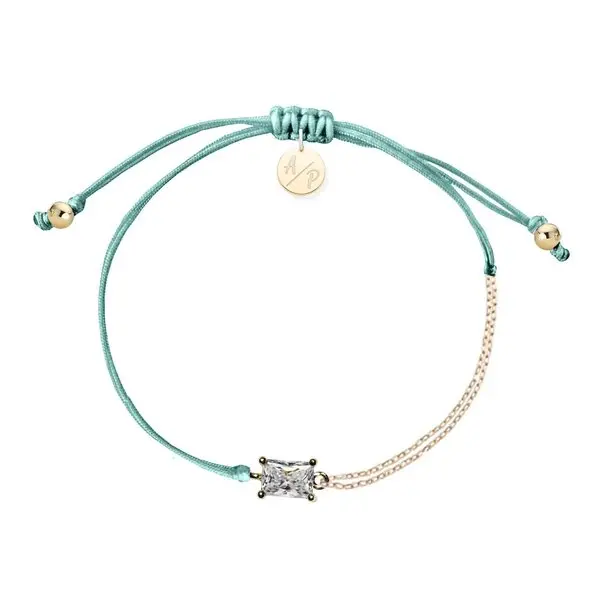 ADRIANA PAPPAS DESIGNS Cz Emerald Cut Bracelet On Colored Cord Mermaid - Blue