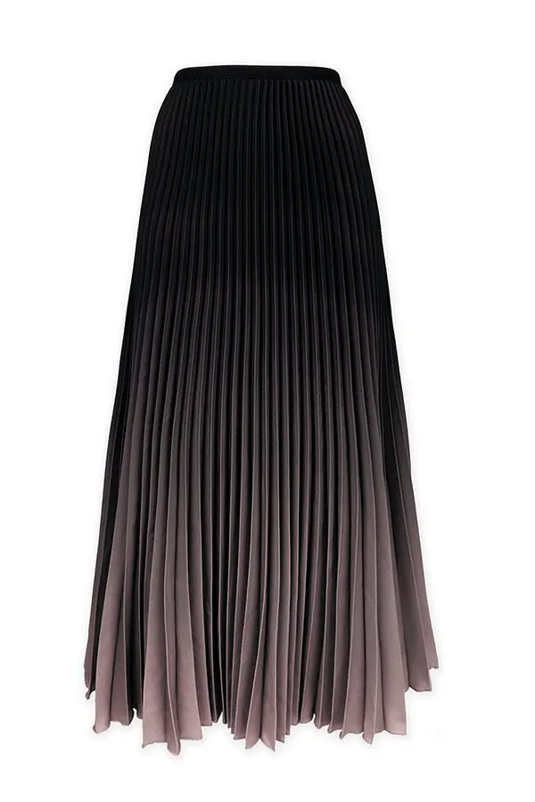 WILD COSMOS Kate Ombre Hazelnut Pleated Skirt - Brown