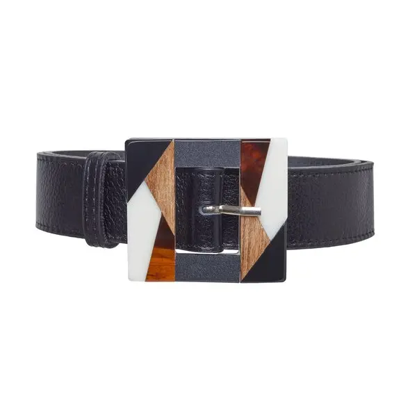 BELTBE Square Acrylic Buckle Belt - Black