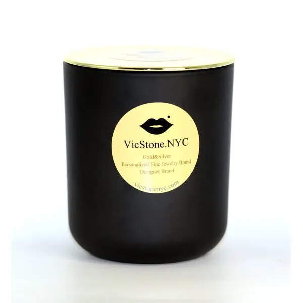 VICSTONENYC FINE JEWELRY Strong Fragrance Golden Hour Incense Soy Candle Large Size - Black