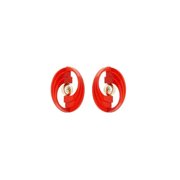 GISSA BICALHO Handmade Acrylic Earring Bow - Red