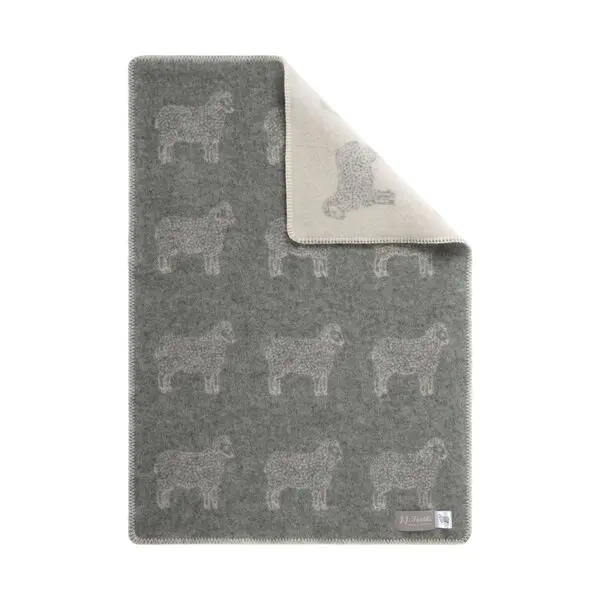 J.J.Textile Grey / White Sheep Little Wool Blanket - Grey/white
