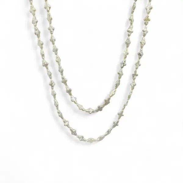 NESHI DESIGNS Cross Double Necklace - White