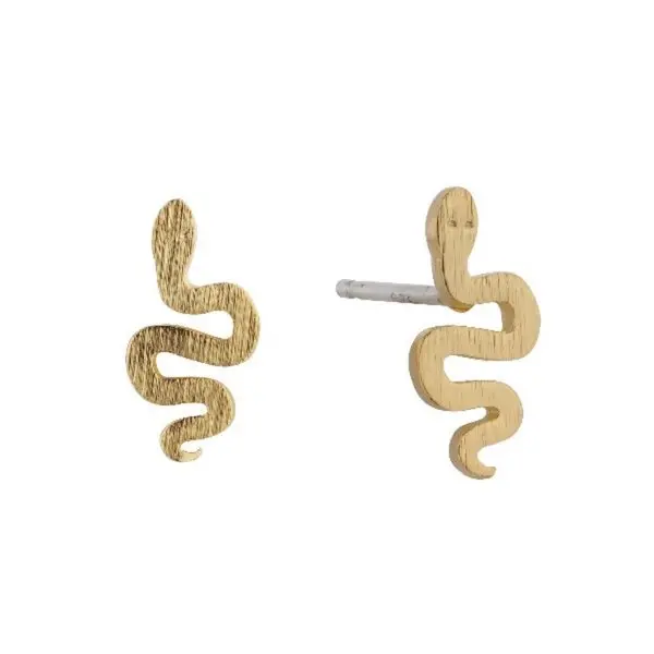 BERMUDA WATCH COMPANY Annie Apple Rio Sterling Silver, Vermeil Snake Brushed Stud Earrings - Gold
