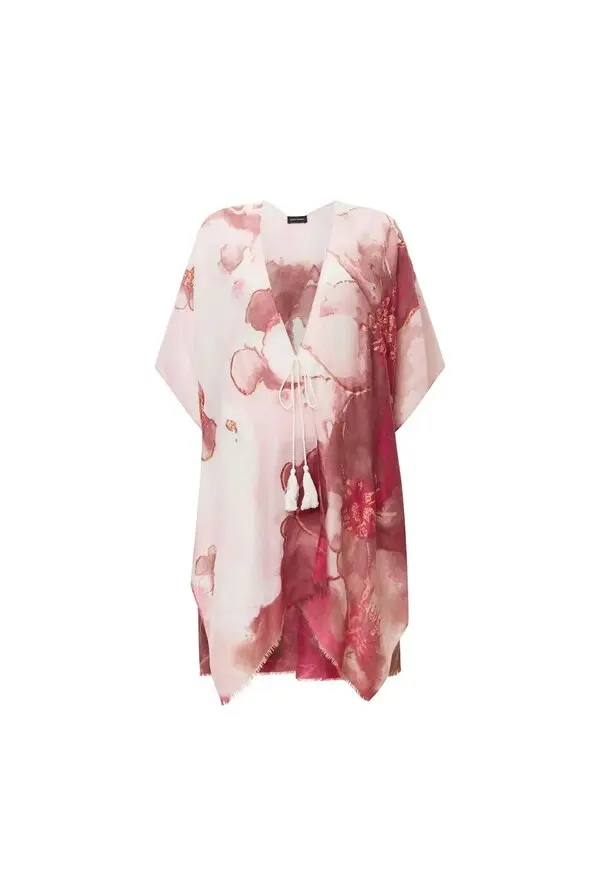 JAMES LAKELAND Watercolour Floral Kaftan - Red