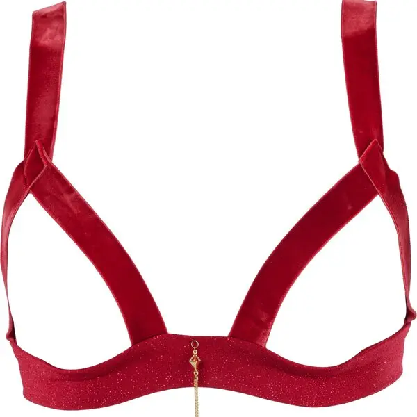 LES JUPONS DE TESS Guilty Open Front Triangle Bra - Red